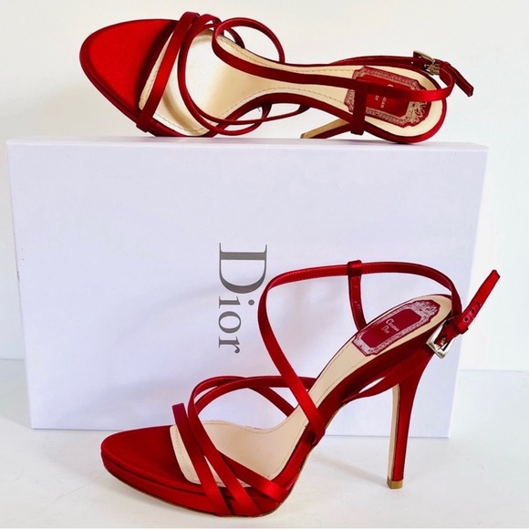 Dior | Shoes | Christian Dior Red Strappy Sandals | Poshmark